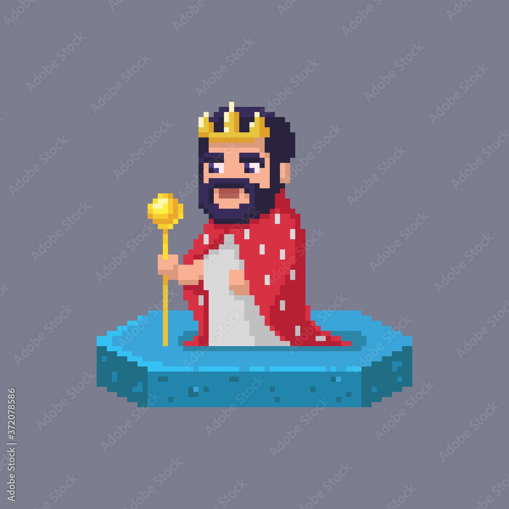Pixel art king character. Fairytale personage. Stock Vector | Adobe Stock