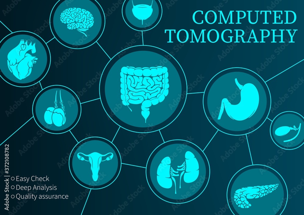 Computed tomography, medicine, vector MRI diagnostics and CT scan of ...