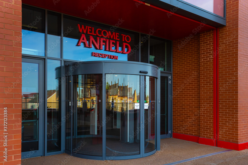 Foto Liverpool, UK - May 17 2018: Anfield stadium, the home ground of ...