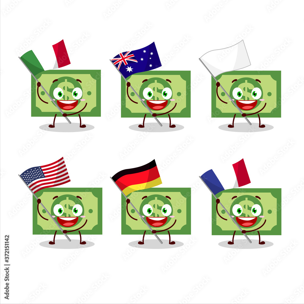 Checklist cartoon character bring the flags of various countries Stock ...