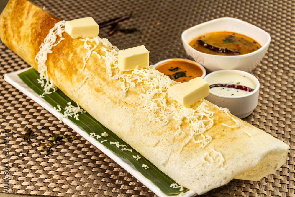 Cheese butter plain dosa famous south Indian breakfast crepes with ...