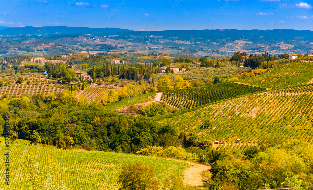 Magnificent panoramic view across the beautiful valleys in San ...