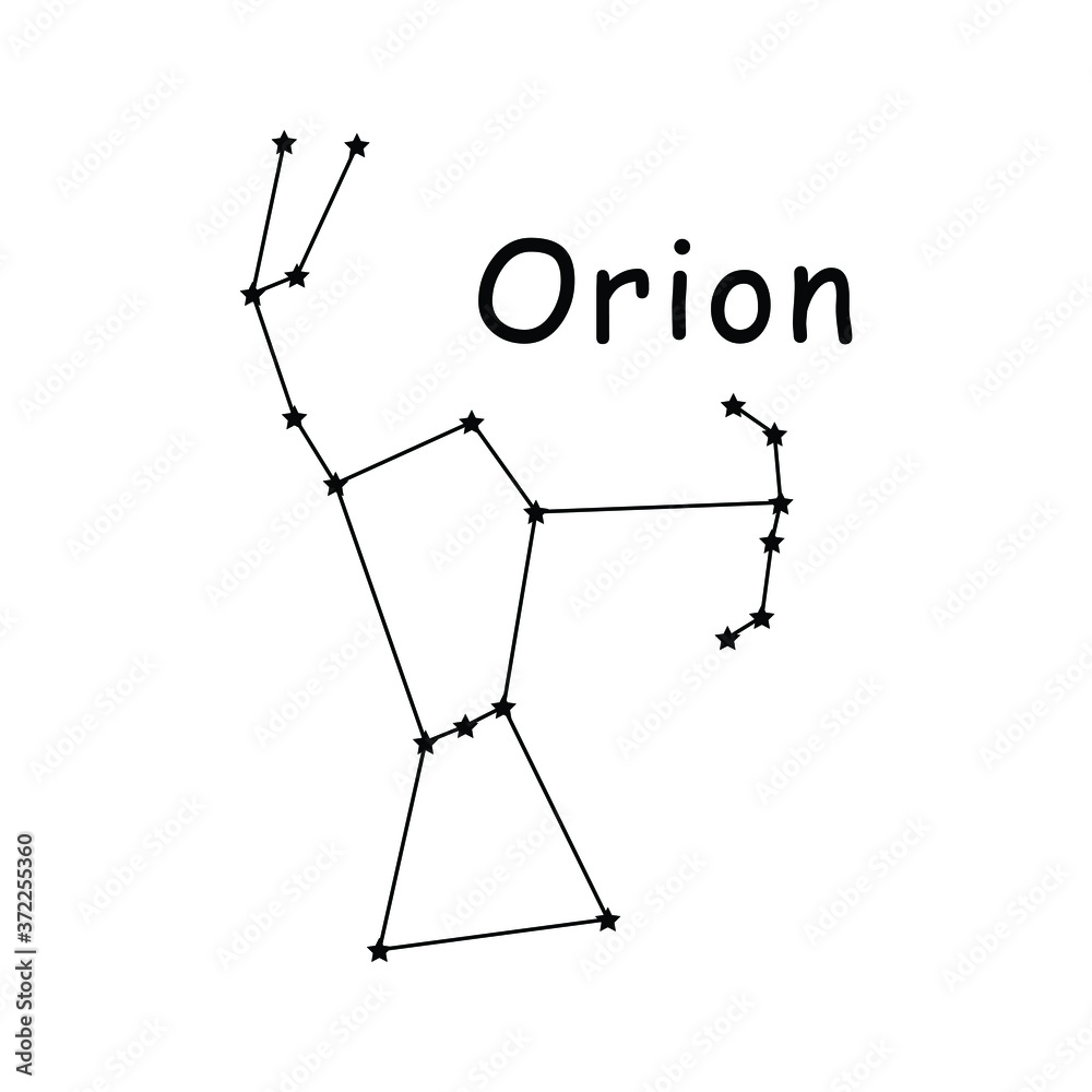 Orion Constellation Stars Vector Icon Pictogram with Description Text ...