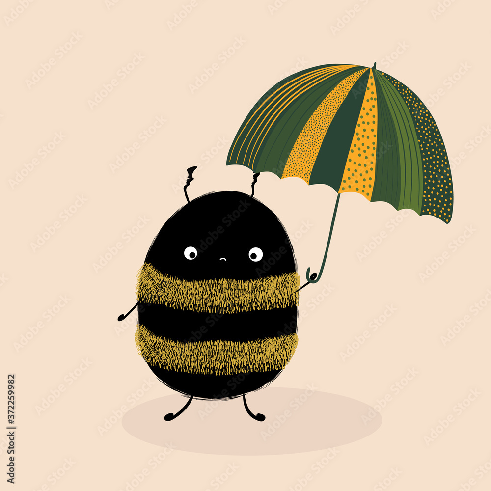 Cute bee at camp, vector illustration. Stock Vector | Adobe Stock