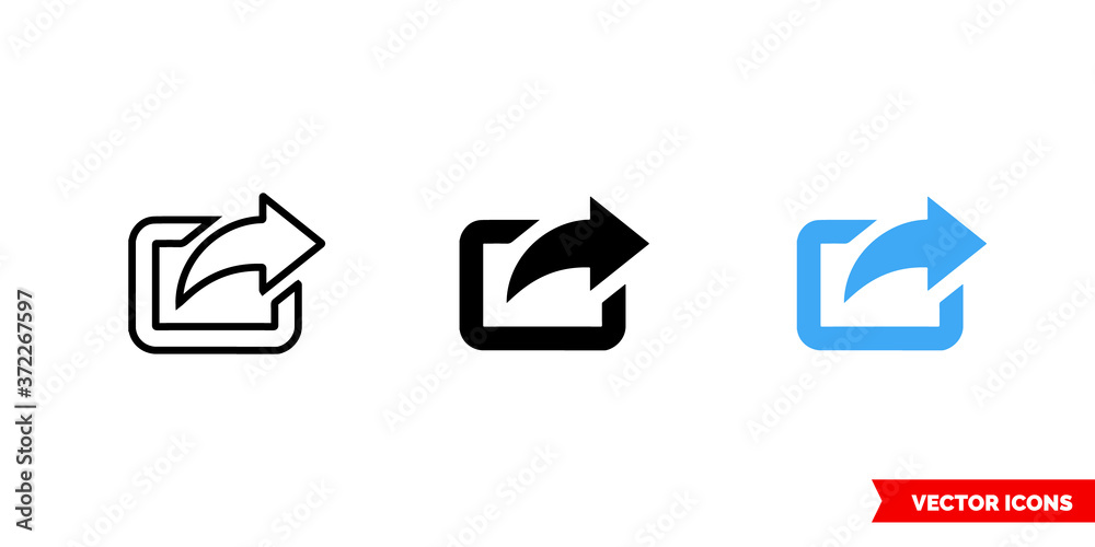 Export symbol icon of 3 types color, black and white, outline. Isolated ...