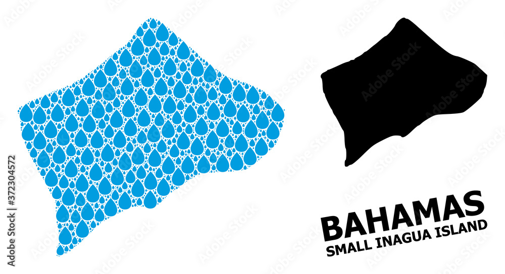 Vector Mosaic Map of Small Inagua Island of Water Dews and Solid Map ...