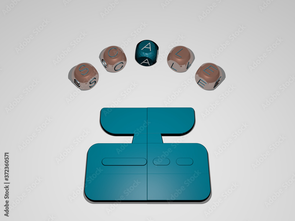 scale circular text of separate letters around the 3D icon, 3D ...