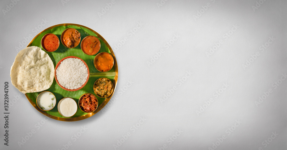 south india meals, meals served on banana leaf brass plate ...