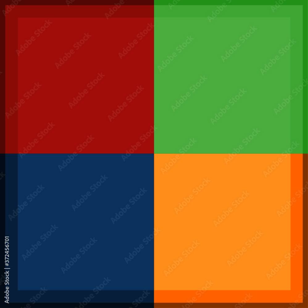 Square divided in four. Square pie chart with four same size sectors ...