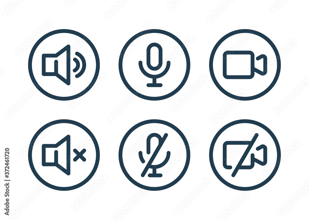 Speaker, Mic and Video Camera related icons. Basic icons for Video ...