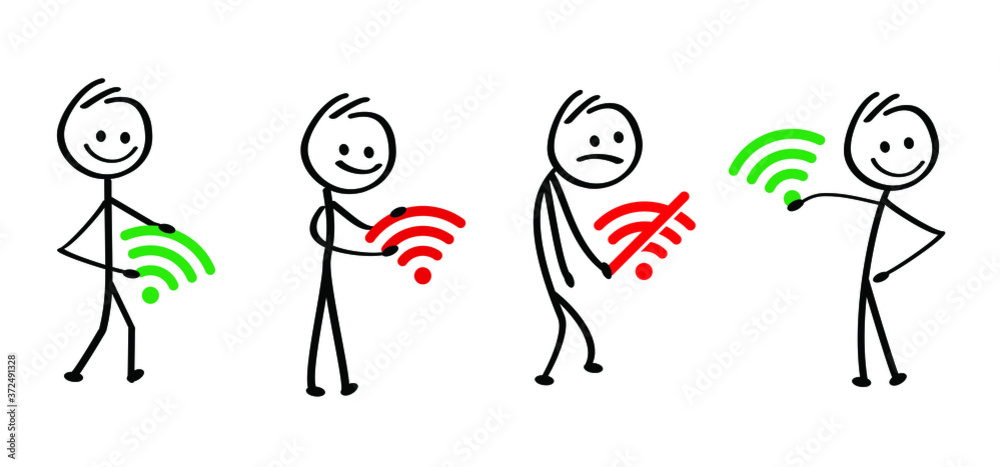 No wifi, Internet signal, Wireless Kids playing running, jumping Happy ...