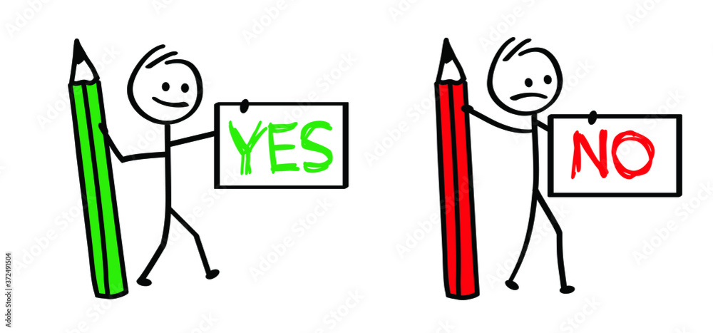 Sys yes or no. Kids playing running, jumping Happy smile stickman emoji ...