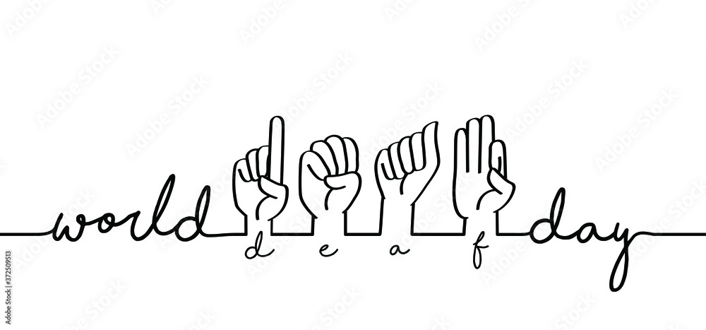 Hand spelling Deaf sign language signs Slogan world deaf day line ...