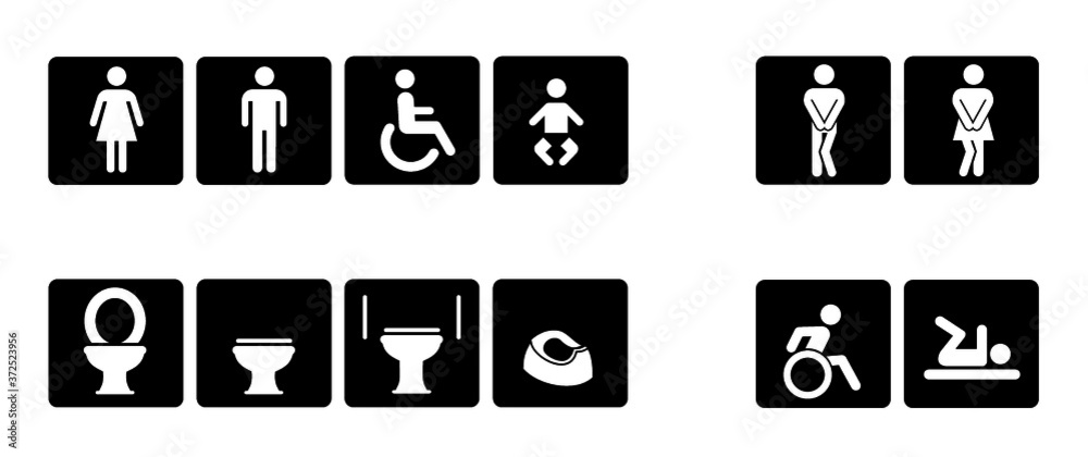 Wc world toilet day. Bathroom or restroom icons. Funny vector pissing ...