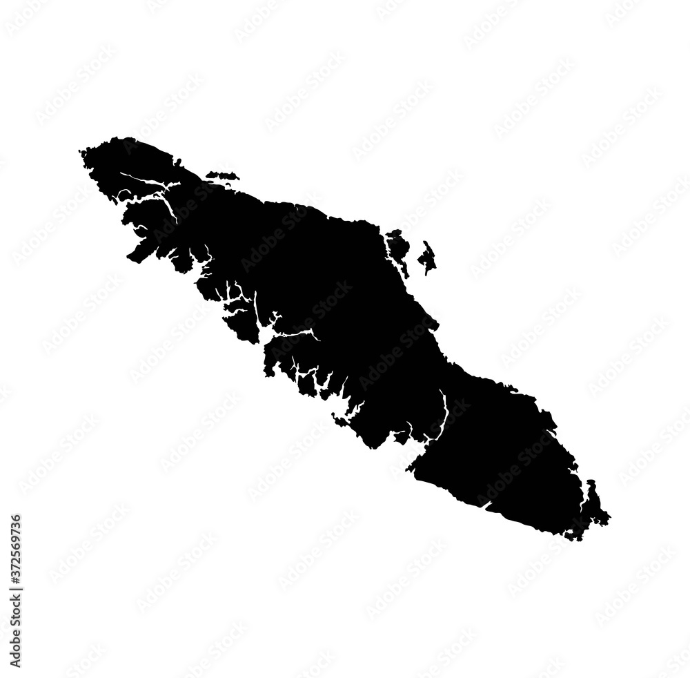 Outline, isolated map of Vancouver island Stock Vector | Adobe Stock