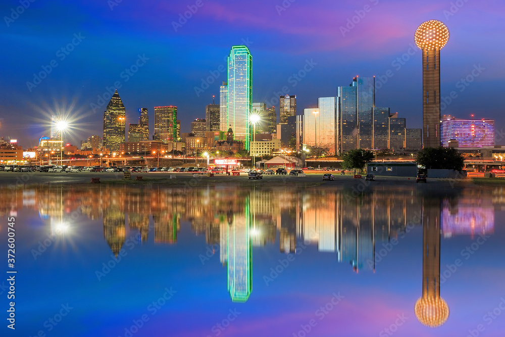 Dallas City skyline at twilight Stock Photo | Adobe Stock