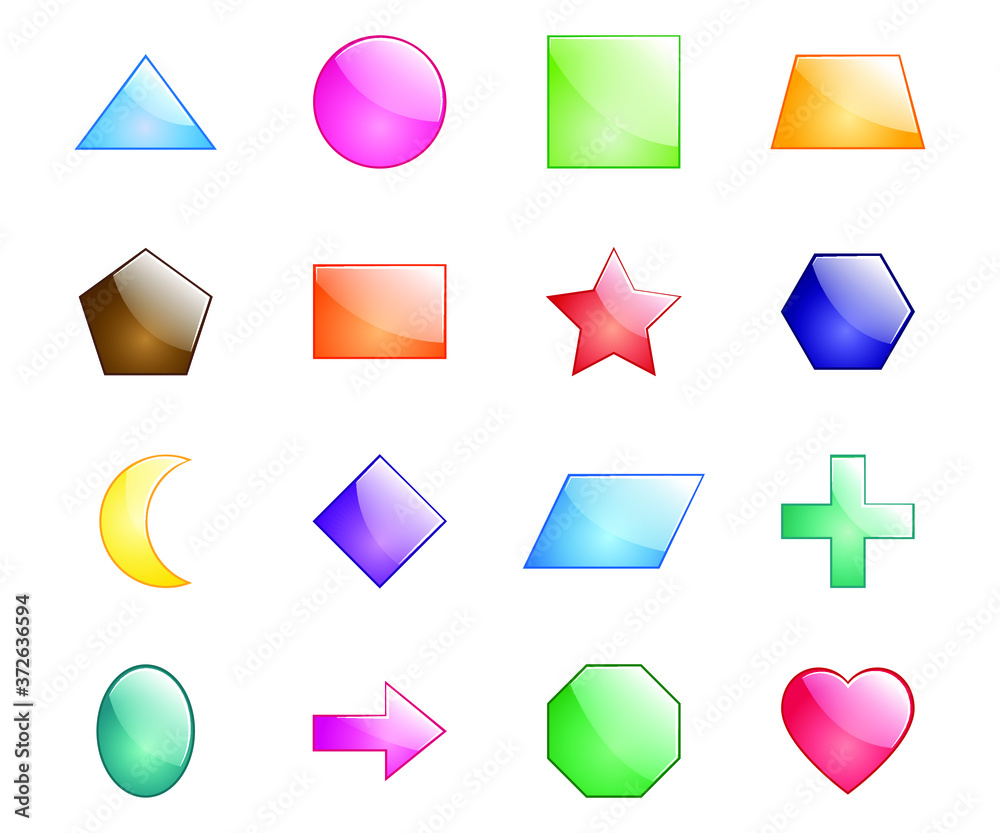 Basic shapes for kids, set of Geometrical shapes, 2D & 3D shapes for ...