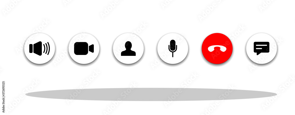 Video call icon set in flat style. Button collection symbol sfor your ...