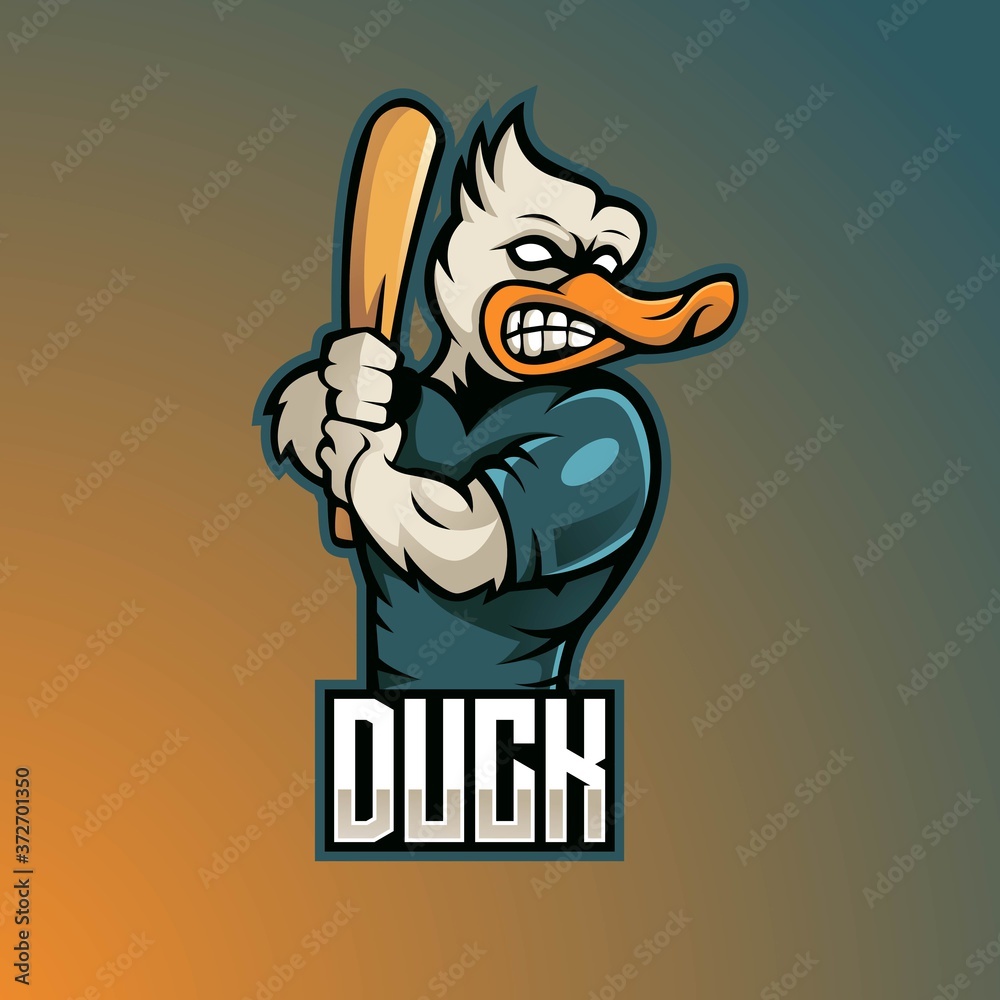 Duck mascot logo design vector with modern illustration concept style ...