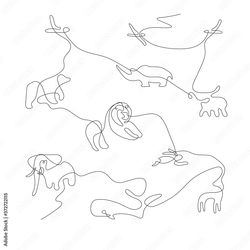 Animals print concept. Continuous one line drawing. Vector illustration ...