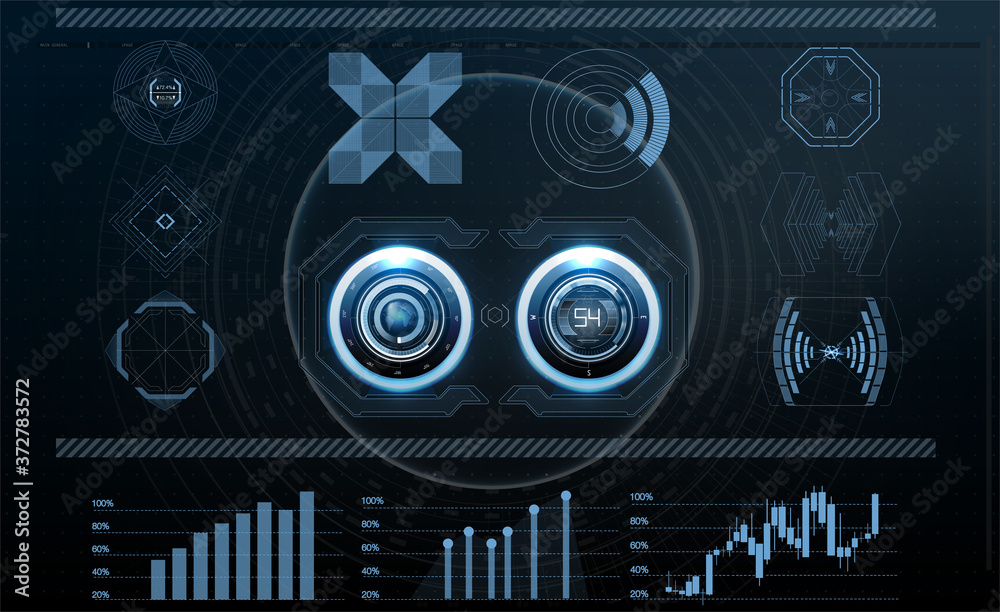 Virtual reality. Futuristic VR head-up display design. Sci-Fi helmet ...