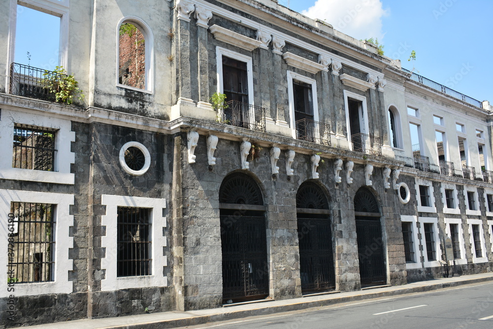 Stock-Foto „Aduana (customs house) abandoned building facade at ...