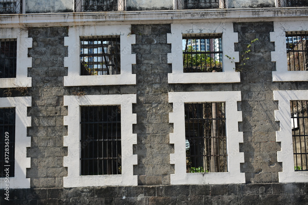 Aduana (customs house) abandoned building facade at Intramuros in ...