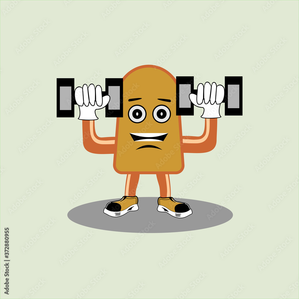 bread cartoon with dumble Stock Vector | Adobe Stock