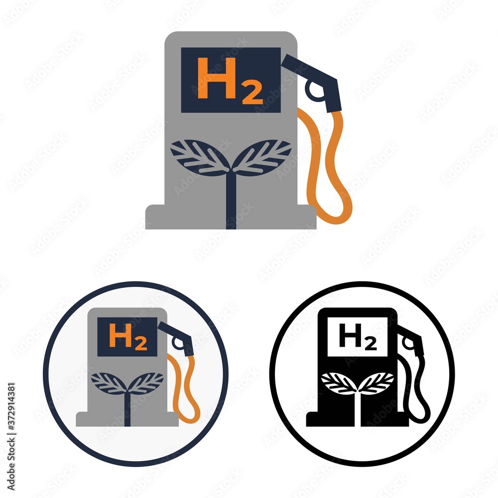 Vector de Stock Icon or logo of the Green Hydrogen fueling station. Set ...