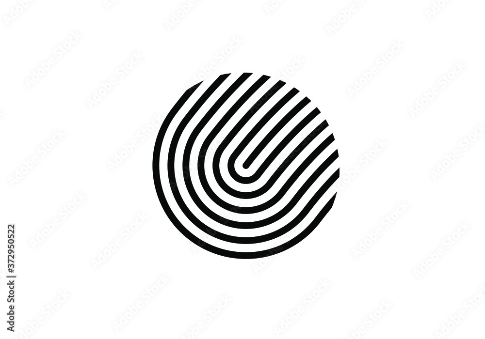 Circle fingerprint icon design for app. Digital touch scan ...