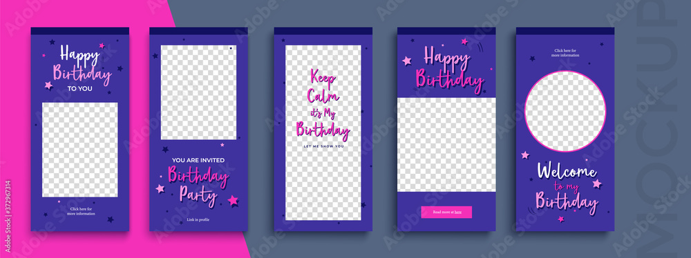 Happy Birthday Instagram stories editable template for social media ...