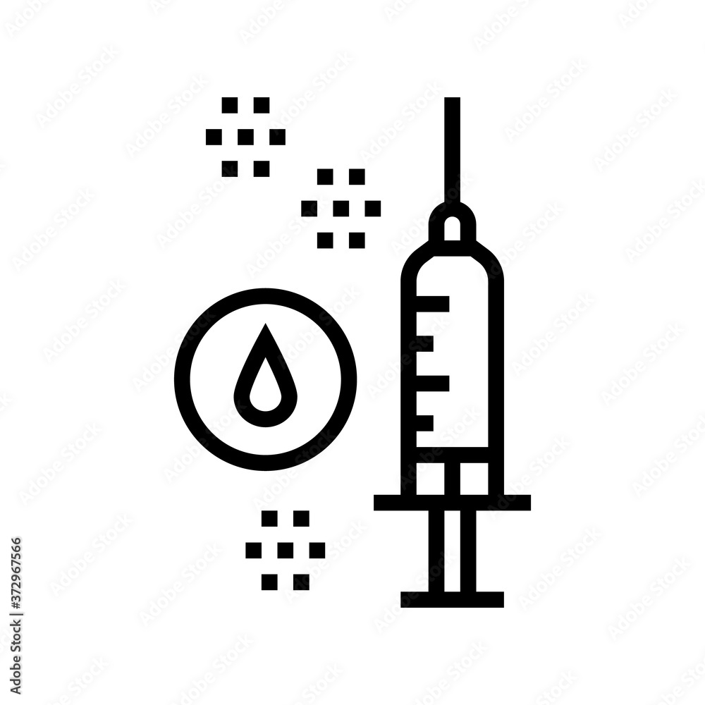 injection anesthesia line icon vector. injection anesthesia sign ...