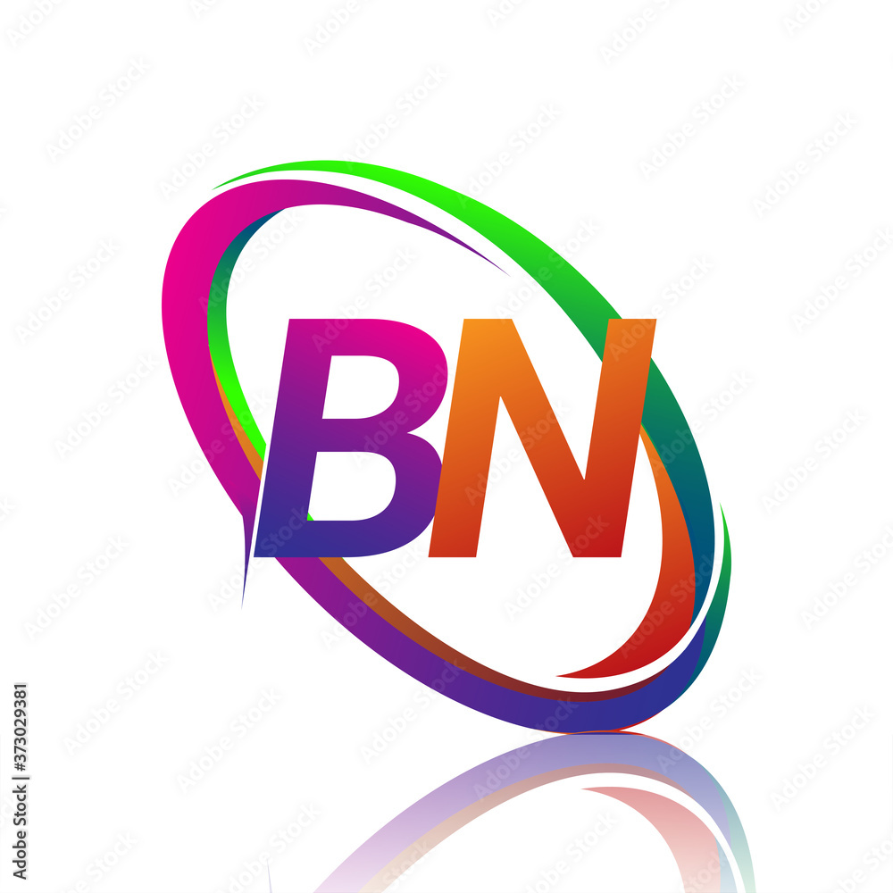 letter BN logotype design for company name colorful swoosh. vector logo ...