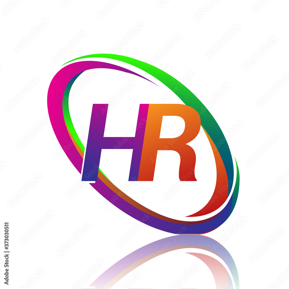 letter HR logotype design for company name colorful swoosh. vector logo ...