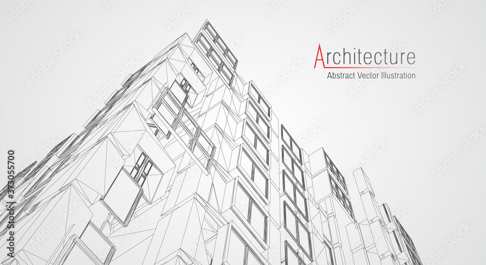 Architecture line background. Building construction sketch vector ...