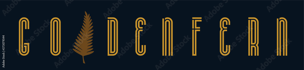 Golden fern concept logo. digital illustration. Stock Illustration ...