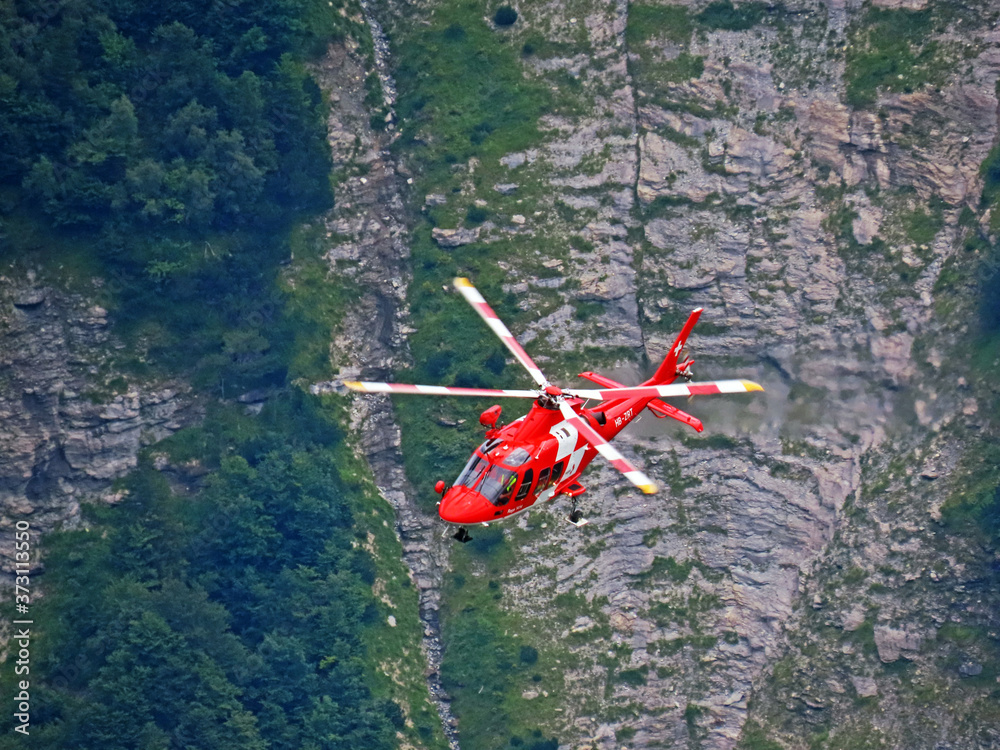 Photo Stock Rega - Swiss Air-Rescue or Swiss Air-Ambulance Helicopter ...