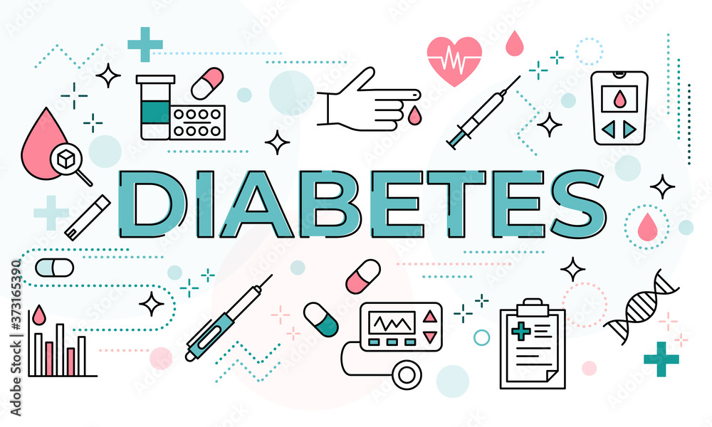 Vector de Stock Diabetes mellitus word concept surrounded with line ...