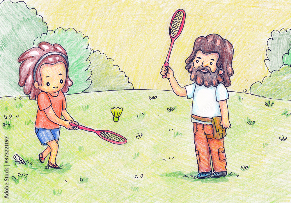 Father and son playing badminton outside - weekend family activities ...