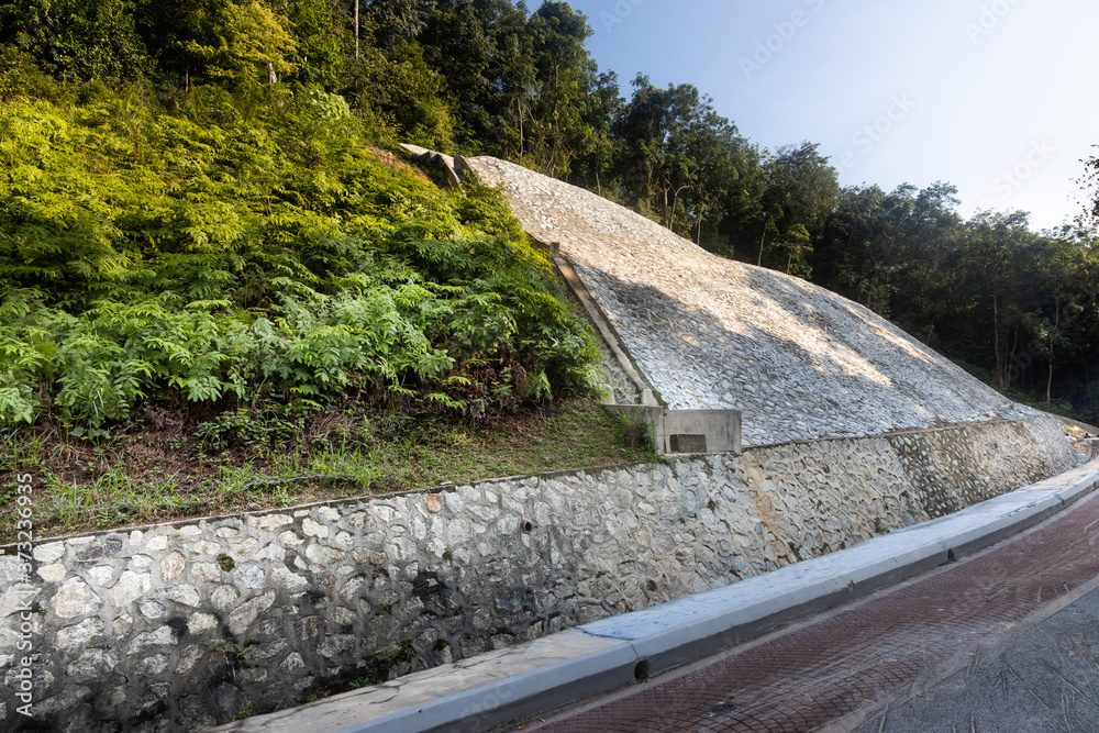 Slope retention engineering to prevent soil erosion and landslide Stock ...