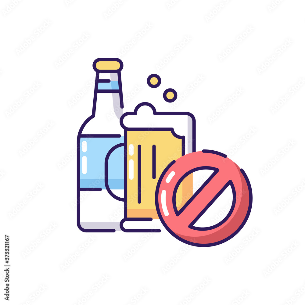 No alcohol RGB color icon. Water park, entertainment area safety rule ...