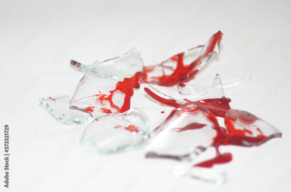 broken glass shards with blood Stock Photo | Adobe Stock