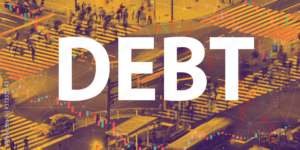 Debt theme with a busy city intersection Stock Photo | Adobe Stock