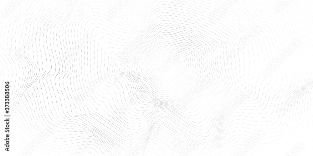 Abstract grey background poster with dynamic waves. particle technology ...