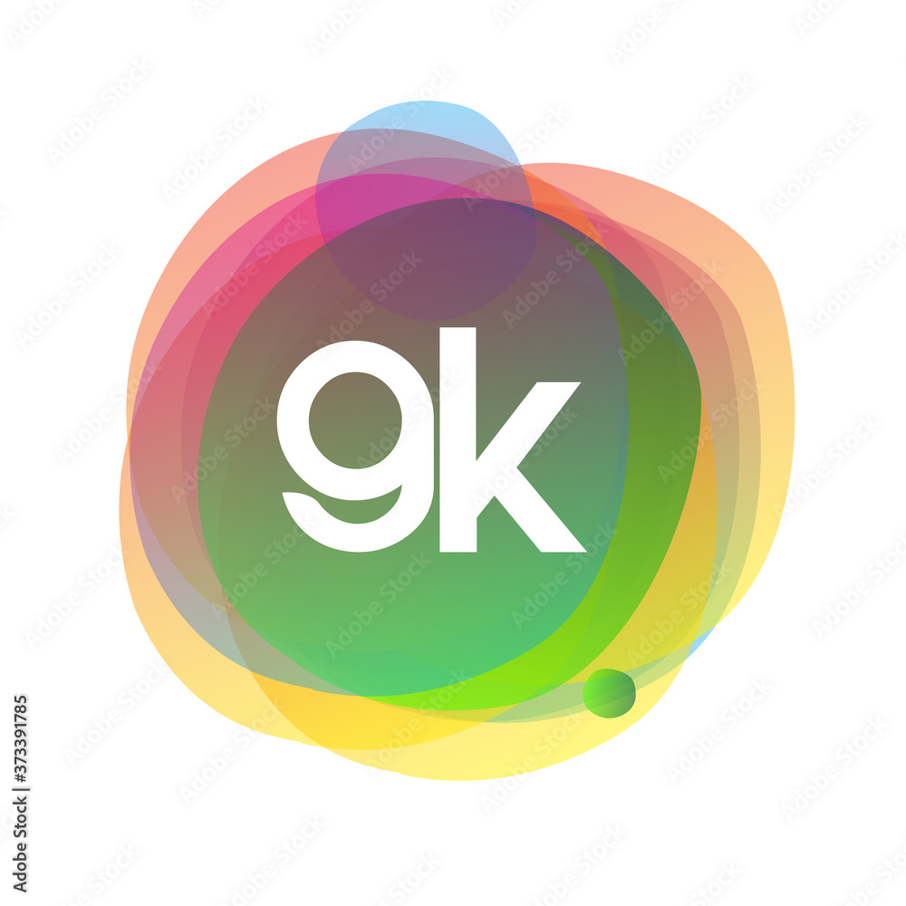 Letter GK logo with colorful splash background, letter combination logo ...