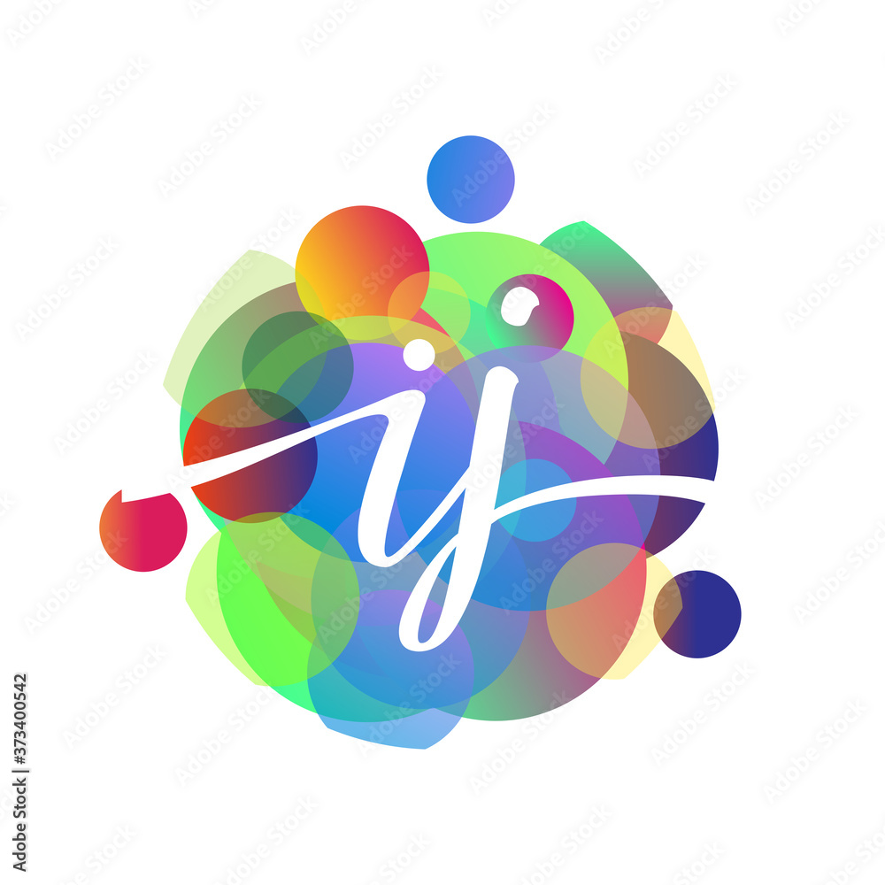 Letter IJ logo with colorful splash background, letter combination logo ...
