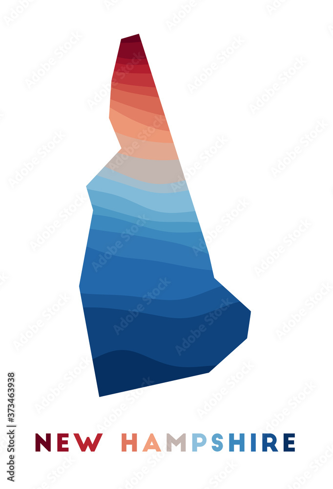 New Hampshire map. Map of the US state with beautiful geometric waves ...