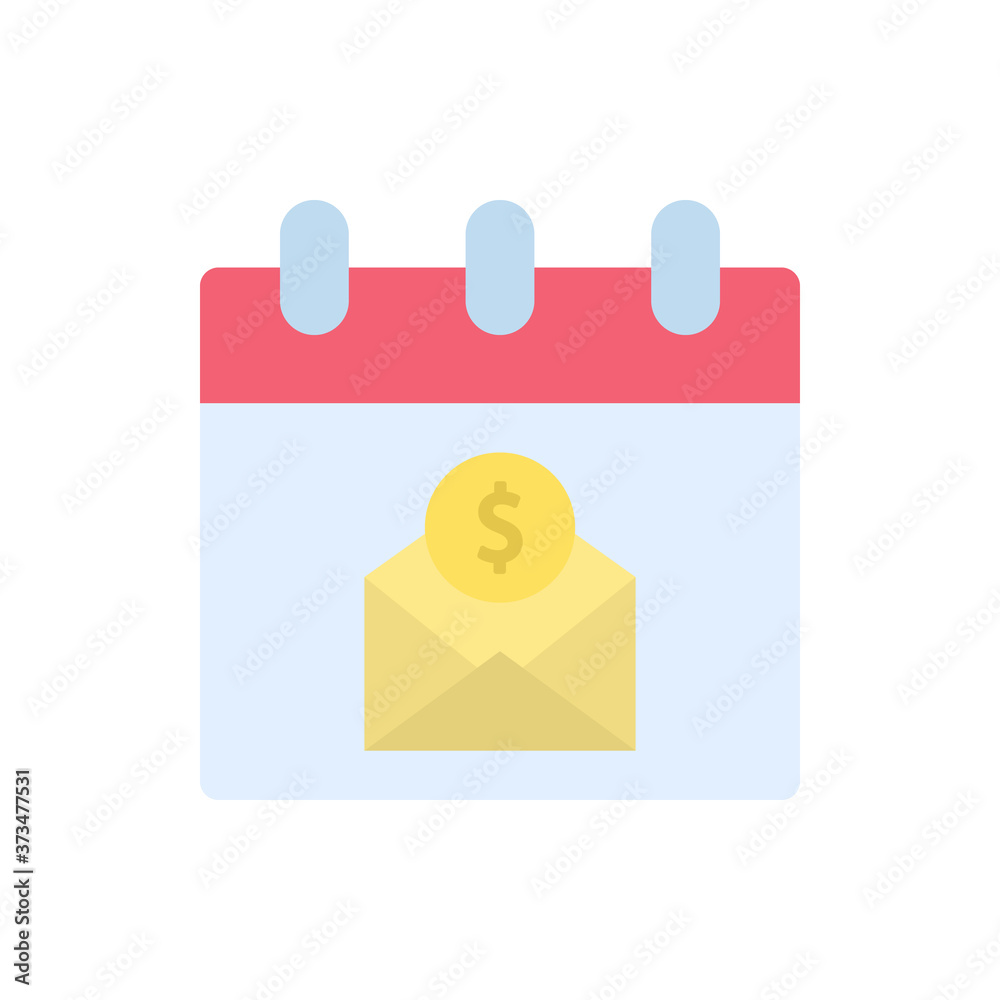 Paycheck, calendar, letter icon. Simple color vector elements of ...