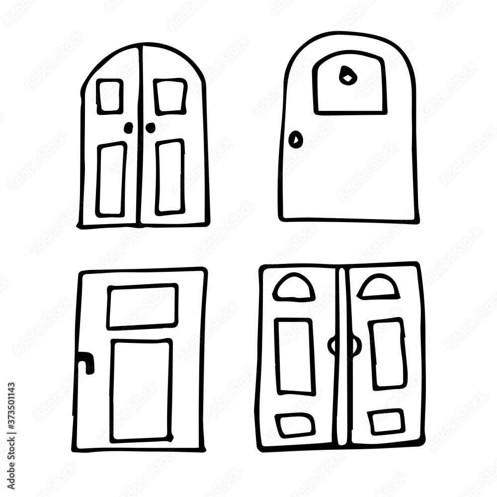 Set of old Door icon. Hand drawn vector illustration. Collection of old ...