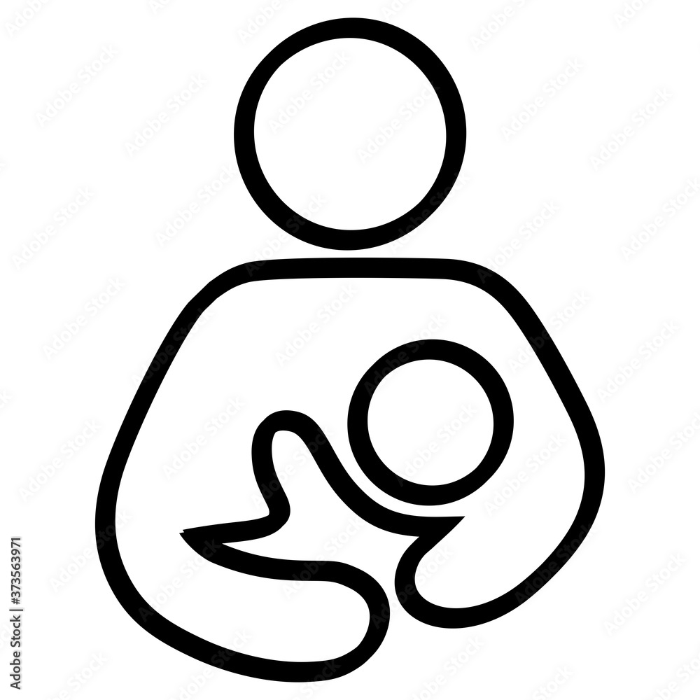breastfeeding outline icon on white background Stock Vector | Adobe Stock